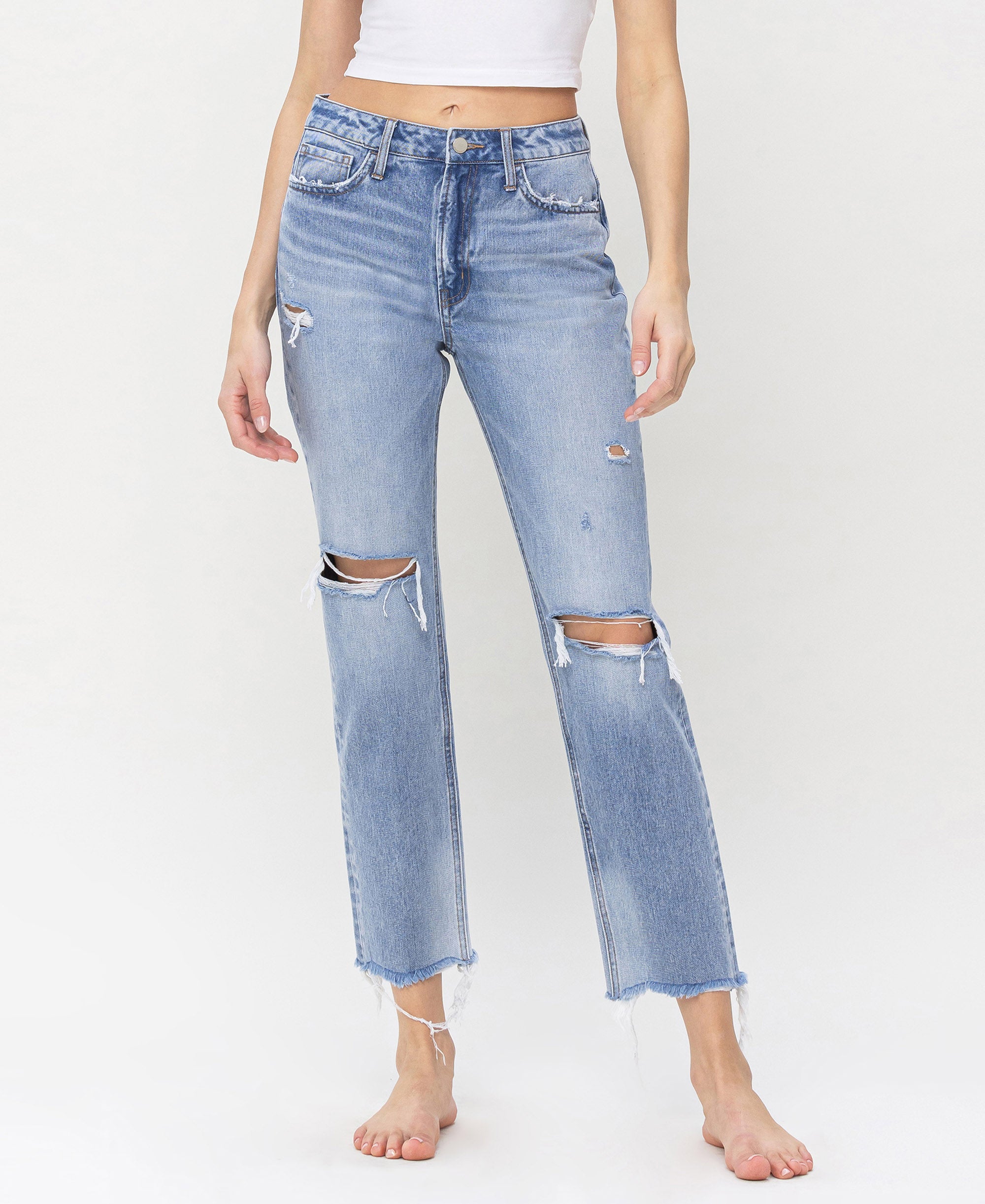 Flying Monkey Flexible - Super High Rise Relaxed Straight Jeans ...