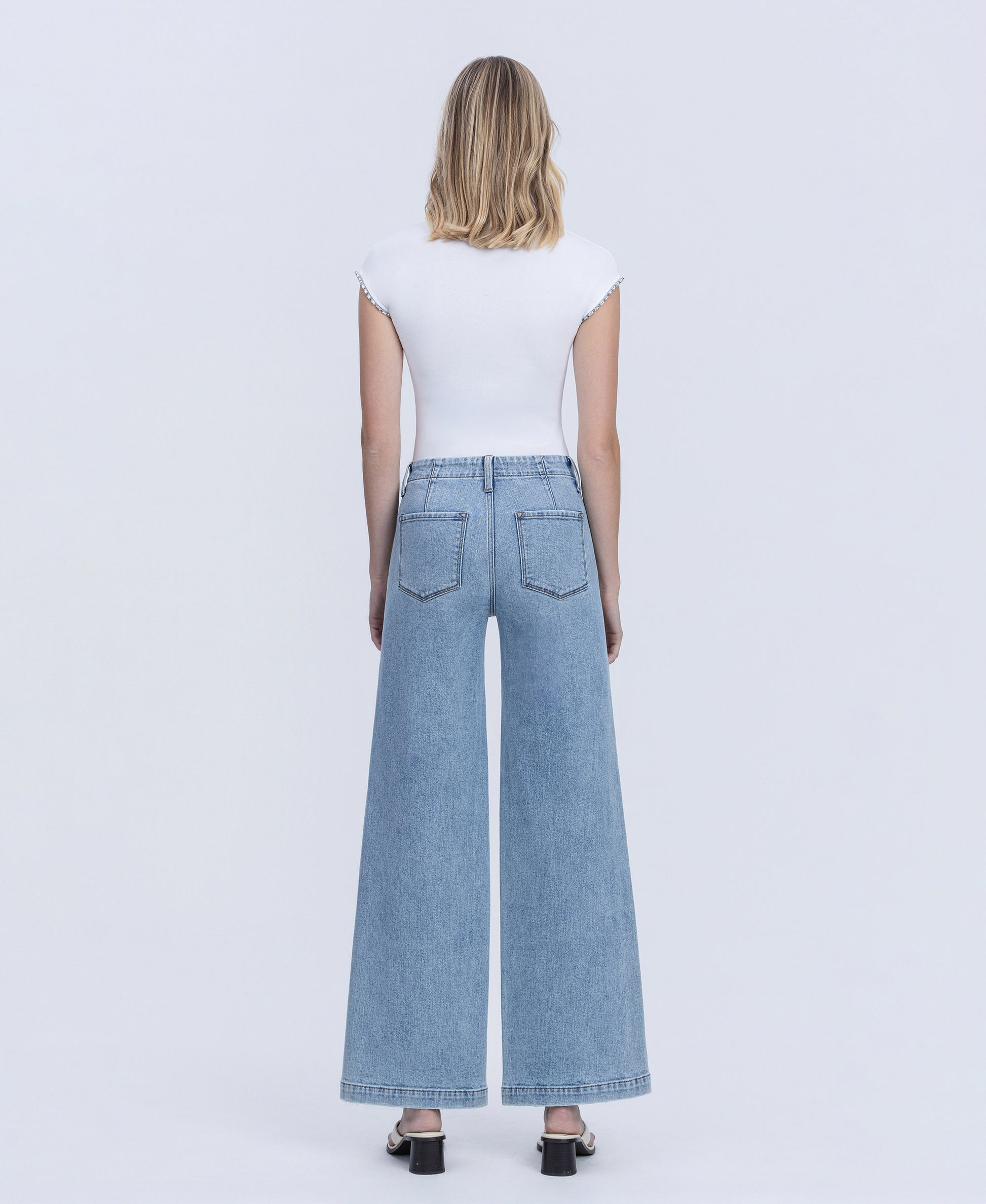 Flying Monkey Self Belief High Rise Trouser Hem Twist Wide Leg Jeans ...